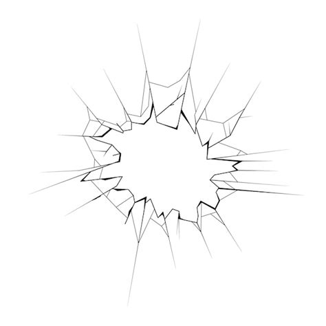 Premium Vector Black Simple Broken Glass Cracks Shattered Doodle