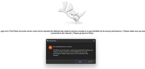 Login Error Rhino 8 The Rhino Accounts Server Could Not Be Reached