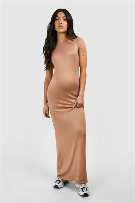Maternity Short Sleeve Supersoft Bodycon Maxi Dress Boohoo Ca