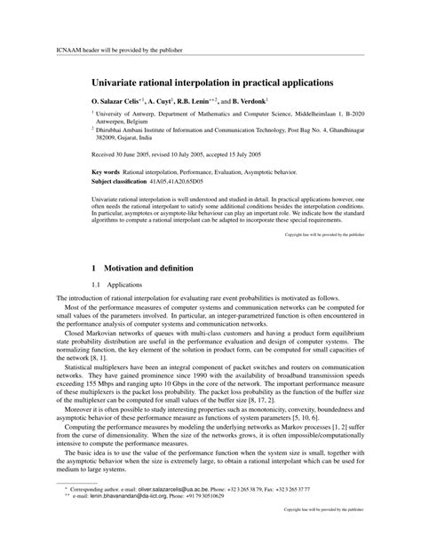 Pdf Univariate Rational Interpolation In Practical Applications