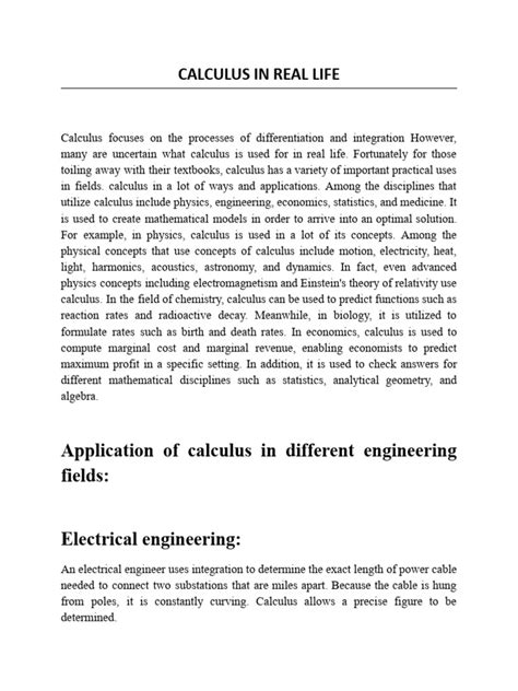 Calculus In Real Life Pdf Calculus Physics
