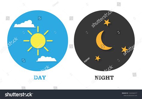 Vector Illustration Day Night Concept Sun Stock Vector Royalty Free