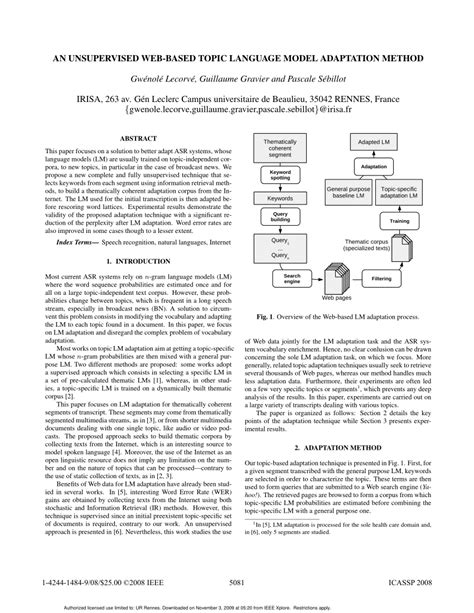 Pdf An Unsupervised Web Based Topic Language Model Adaptation Method Gw´ Enol