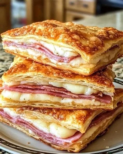 Crispy Ham And Cheese Puff Pastry Squares Recipe Recipe Cooking