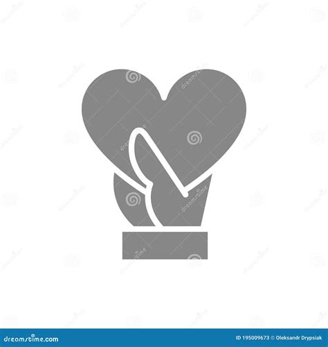 Hand Giving Heart Gray Icon Share A Love Symbol Stock Vector