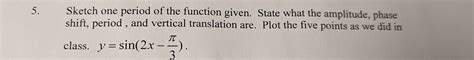 Solved Sketch One Period Of The Function Given State What Chegg Com