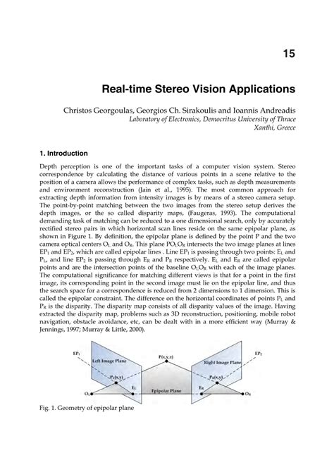 Pdf Real Time Stereo Vision Applications