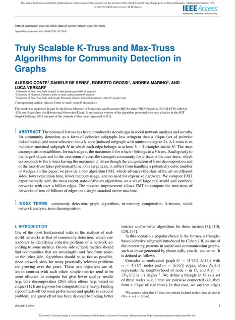 Pdf Truly Scalable K Truss And Max Truss Algorithms For Community