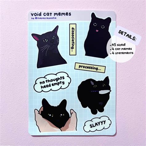 Void Cat Meme A5 Sticker Sheet The Pastel Mafia