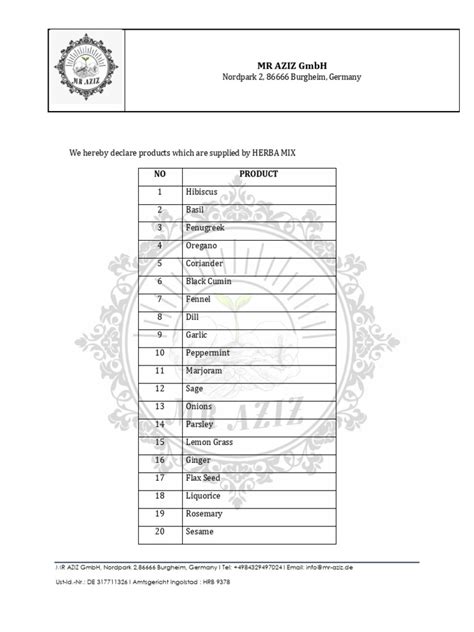 Major Allergen Statement Pdf Herbs And Spices Cuisine