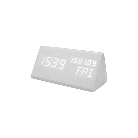 Digital Alarm Clock With Wooden Electronic LED Time Display 3 Alarm