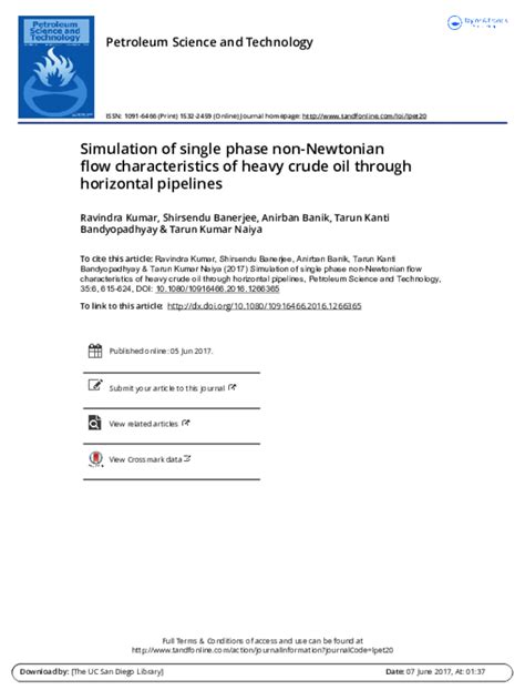 Pdf Simulation Of Single Phase Non Newtonian Flow Characteristics Of