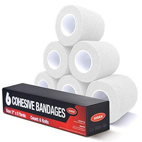 Risen Cohesive Bandage 2 X 5 Yds 6 Rolls Self Adherent Wrap Elastic
