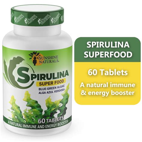 Sunshine Naturals Spirulina Algae Super Food Dietary Supplement 60