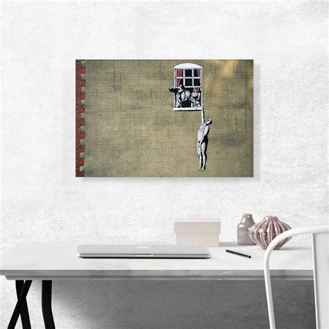 ARTCANVAS Naked Man Hanging From Window By Banksy Canvas Art Etsy