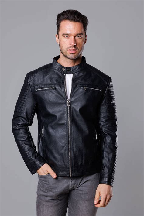 Kurtka męska typu biker czarna 11Z8053 J STYLE Sklep Goodlookin pl