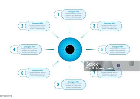 파란 눈 인포 그래픽 템플릿입니다 여덟 단계 눈 건강 인포 그래픽 템플릿입니다 인터넷 매거진 교육 사업 연간 보고서 정보 템플릿