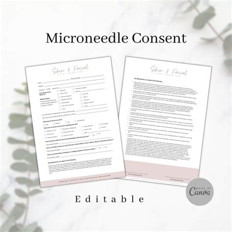 Microneedle Consent Form Template Etsy