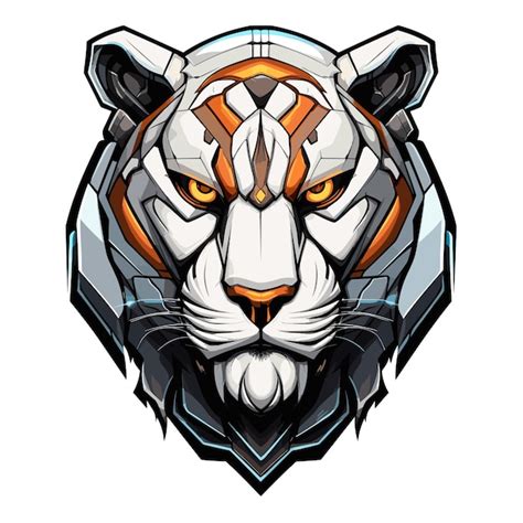 벡터 마스코트 로고 사이보그 타이거 프리미엄 벡터