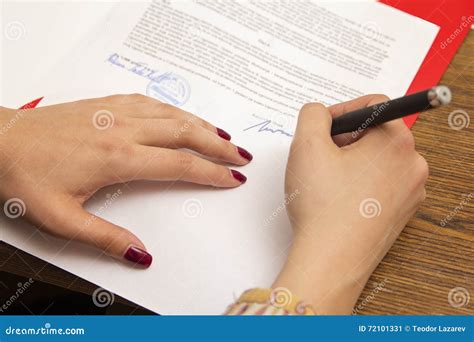 Woman Signing A Document Stock Image Image Of Official