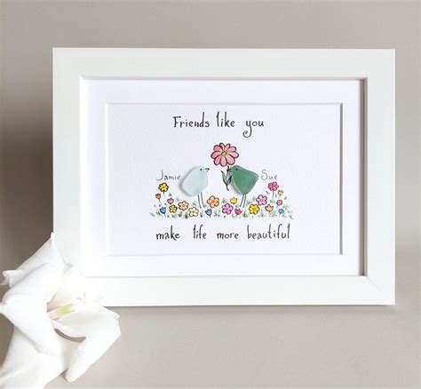 Best Friend Personalised Seaglass Art Personalised T Couple