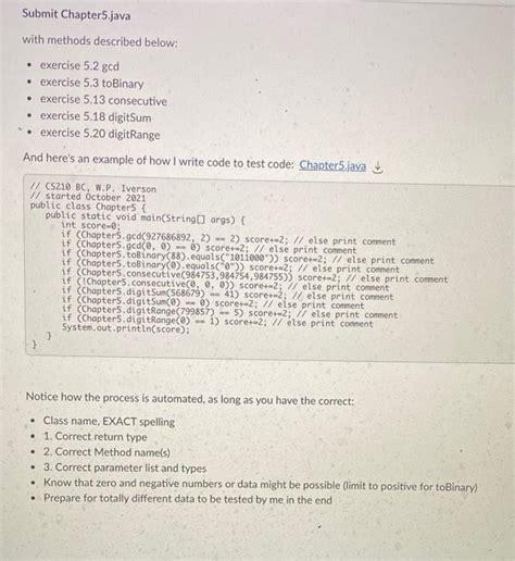 solved submit chapter5 java with methods described below