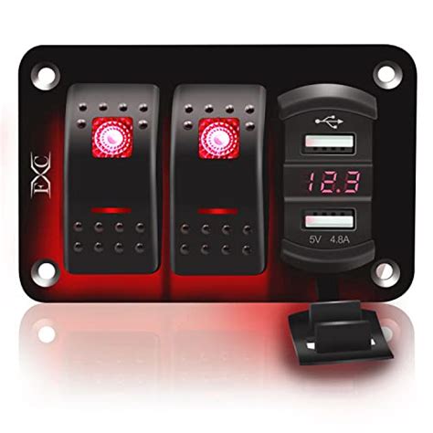 Fxc 12v 24v Dc 2 Gang Rocker Switch Aluminum Panel