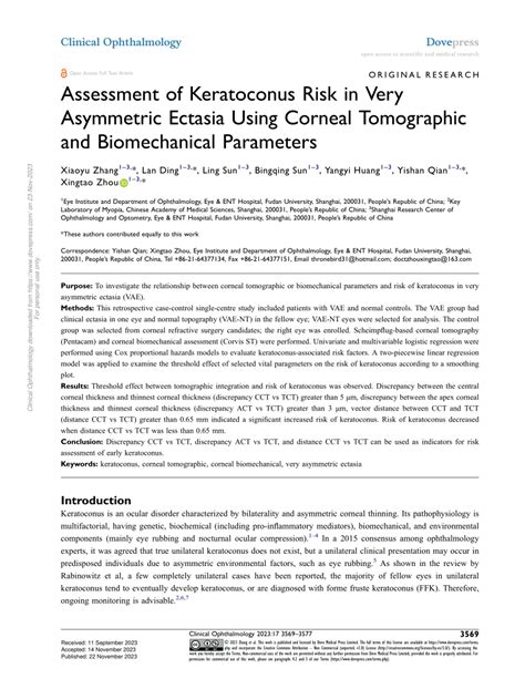 Pdf Assessment Of Keratoconus Risk In Very Asymmetric Ectasia Using