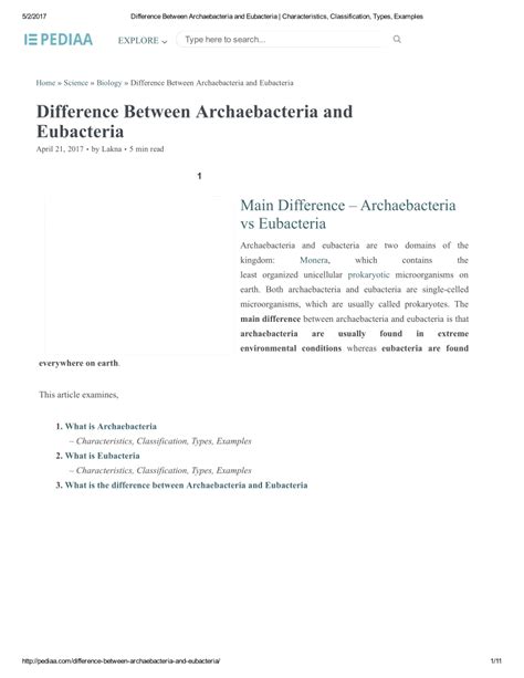 Pdf Difference Between Archaebacteria And Eubacteria