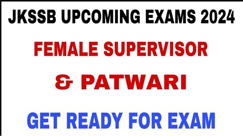 Jkssb Supervisor Patwari And Forester Exam New Update Out 2024 Youtube