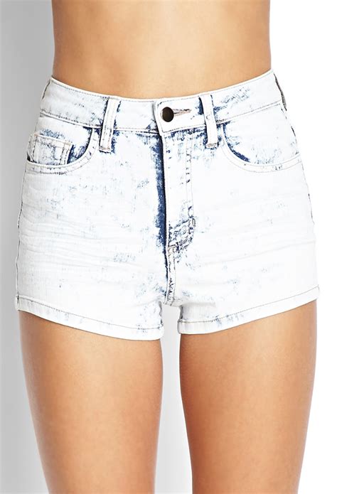 Forever 21 Blue Jeans Acid Wash Shorts In Blue Light Denim Lyst