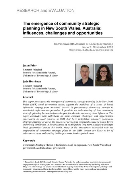 The Emergence Of Community Strategic Planning In New South Wales