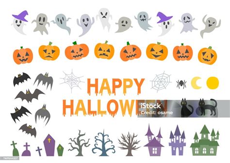 즐거운 할로윈 보내세요 벡터 그림입니다 아이콘을 설정합니다 로고에 대한 스톡 벡터 아트 및 기타 이미지 로고 할로윈 0명 Istock