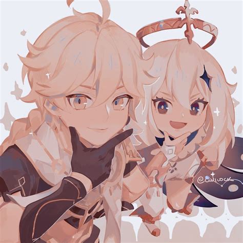 Aether Lumine Paimon Genshin Impact Anime Anime Icons Fan Art