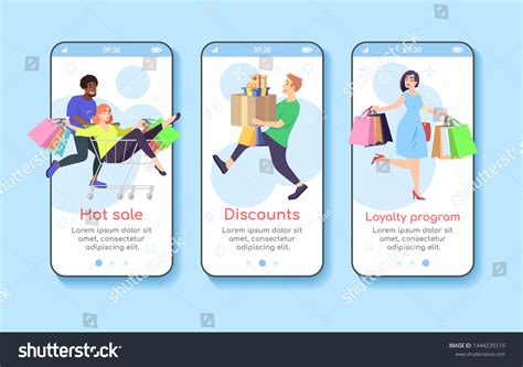 Shopping Onboarding Mobile App Screen Template Stock Vector Royalty Free 1444235519 Shutterstock