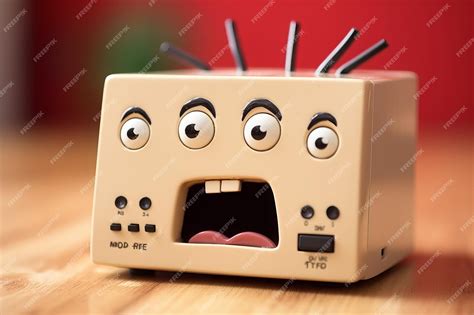 Premium Ai Image Funny Cartoonish Wifi Router With Face Beautiful Illustration Picture