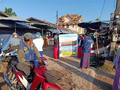 ဘုရားသုံးဆူမြို့၊ မြို့မစျေးတွင် ကျေးလက်ကျန်းမာရေးဌာနမှ ကိုဗစ် ၁၉