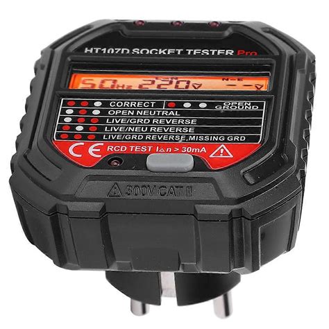 Ht107d Socket Tester Lcd Digital Display Socket Outlet Tester Mains Fault Check Tool Detector