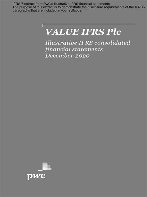 Ifrs 7 Extract From Pwc Illustrative Ifrs Financial Statements Pdf