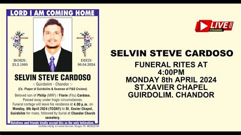 FUNERAL LIVE SELVIN STEVE CARDOSO 4 00PM YouTube