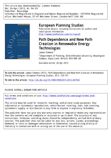 pdf path dependence and new path creation in renewable energy
