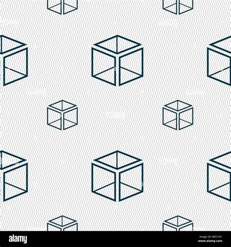 3d Cube Icon Sign Seamless Pattern With Geometric Texture Vector Illustration Stock Vector