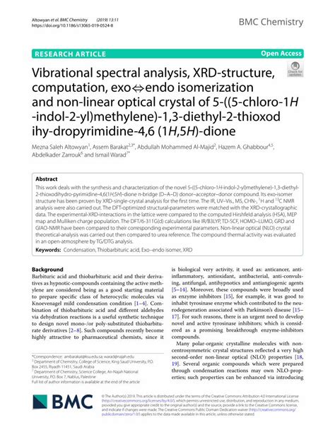 Pdf Vibrational Spectral Analysis Xrd Structure Computation Dokumentips