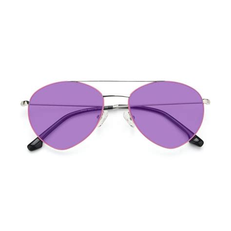 Silver Pink Geek Chic Aviator Geometric Tinted Sunglasses With Medium