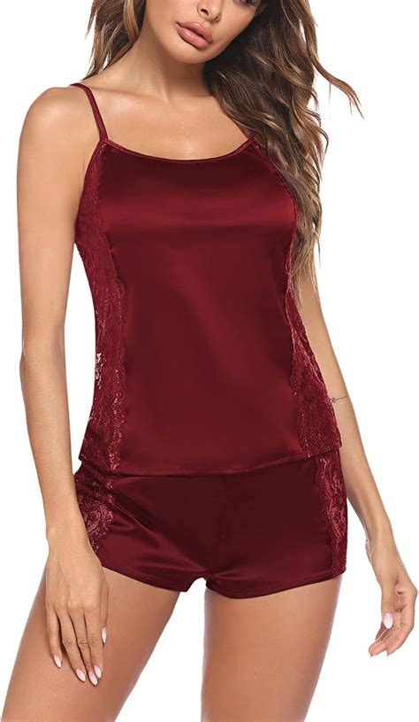 Avidlove Sexy Schlafanzug Frauen Pyjama Satin Shorty Nachtwäsche Kurz