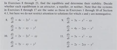 Solved In Exercises 8 Through 23 Find The Equilibria And Chegg Com