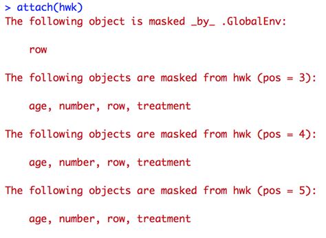 The Following Object Is Masked By Globalenv After Using Attach