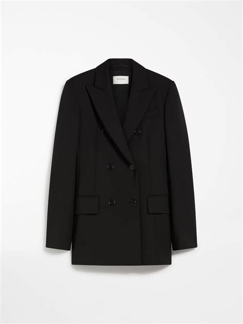 Double Breasted Blazer Black Virgin Wool Max Mara