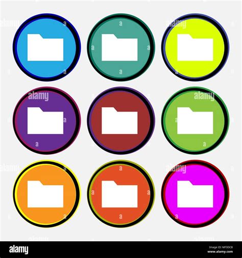 Document Folder Icon Sign Nine Multi Colored Round Buttons Vector Illustration Stock Vector