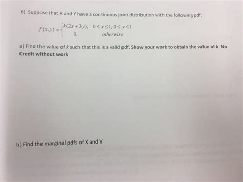 Solved Suppose That X And Y Have A Continuous Joint